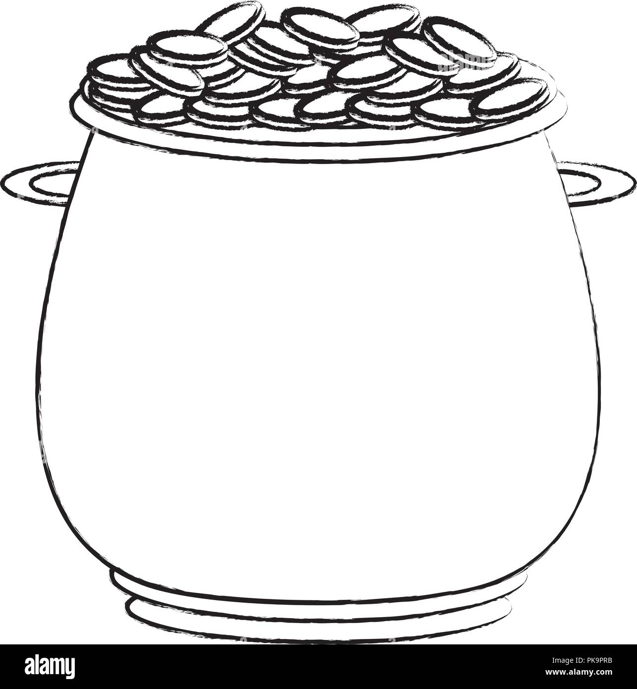 Pot with coins sketch Stock Vector Image & Art - Alamy