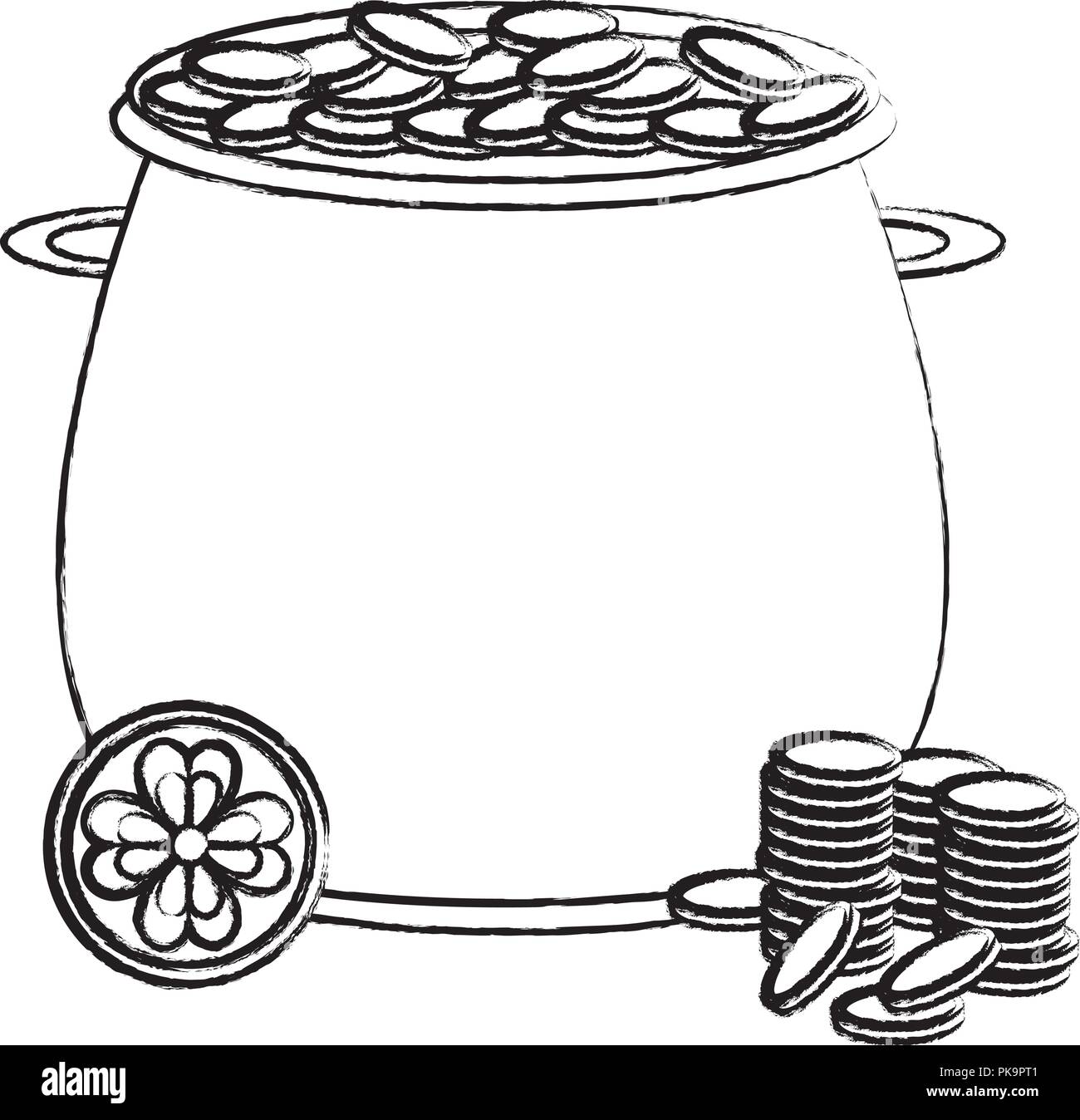 Pot with coins isolated sketch Stock Vector Image & Art - Alamy