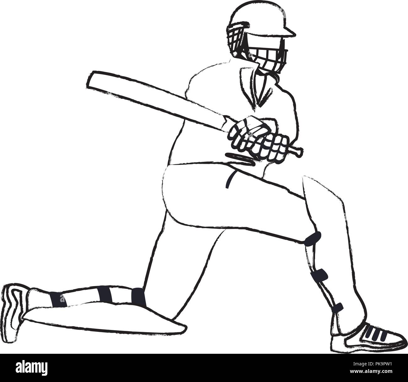Cricket player with bat sketch Stock Vector Image & Art - Alamy