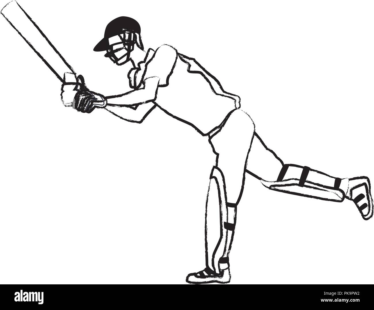 Cricket player with bat sketch Stock Vector Image & Art - Alamy