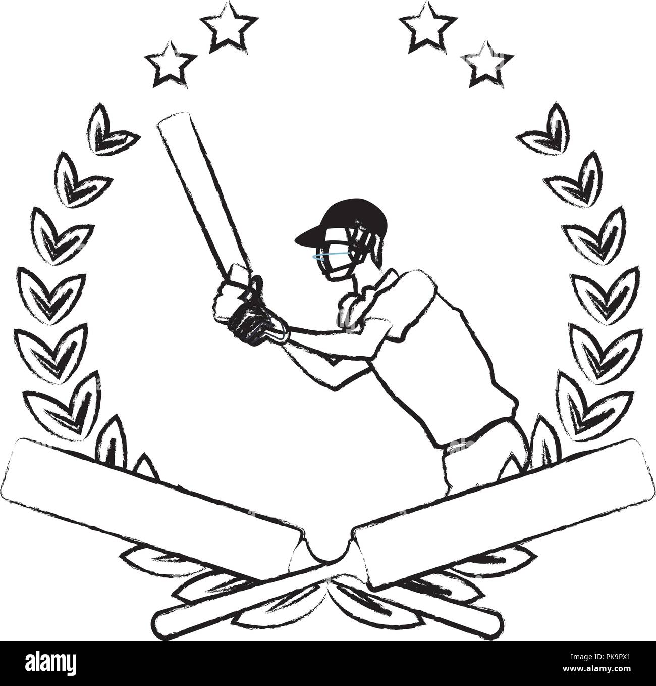 Cricket player with bat sketch Stock Vector Image & Art - Alamy