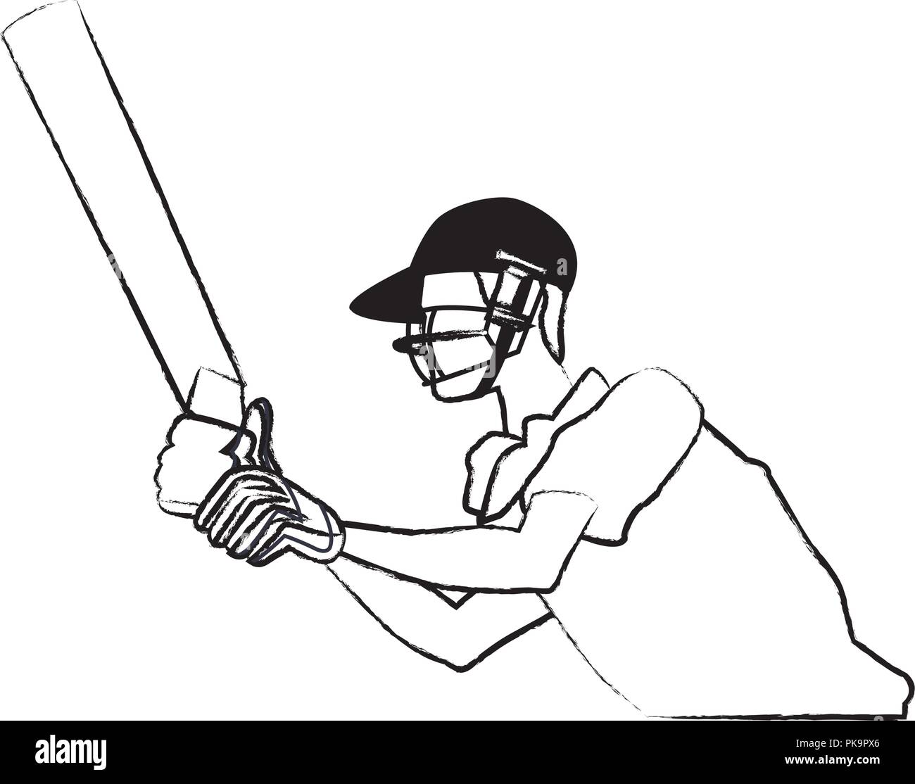 Cricket player with bat sketch Stock Vector Image & Art - Alamy