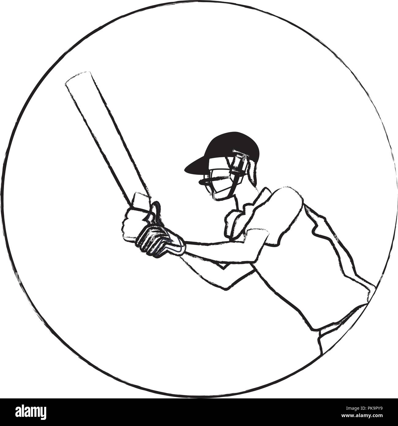 Cricket player with bat sketch Stock Vector Image & Art - Alamy