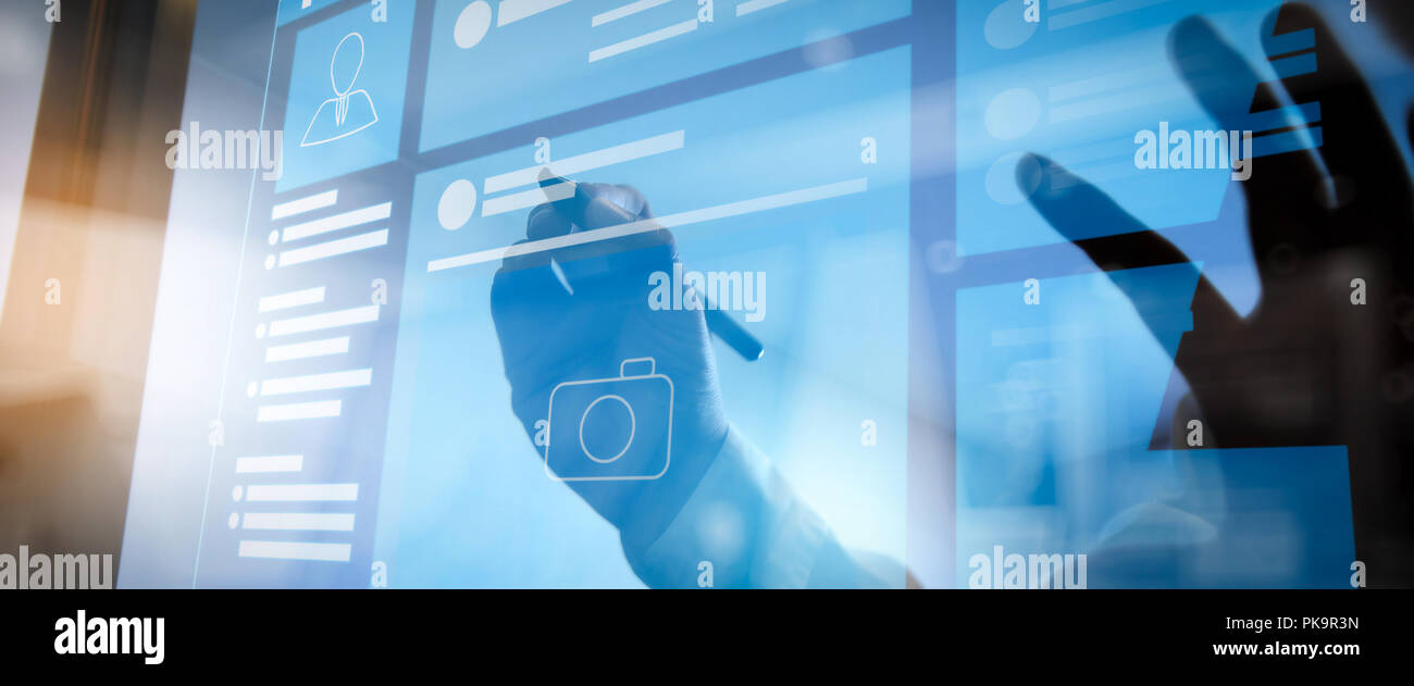 Web page browser of Social media Page VR Interface on the laptop ...