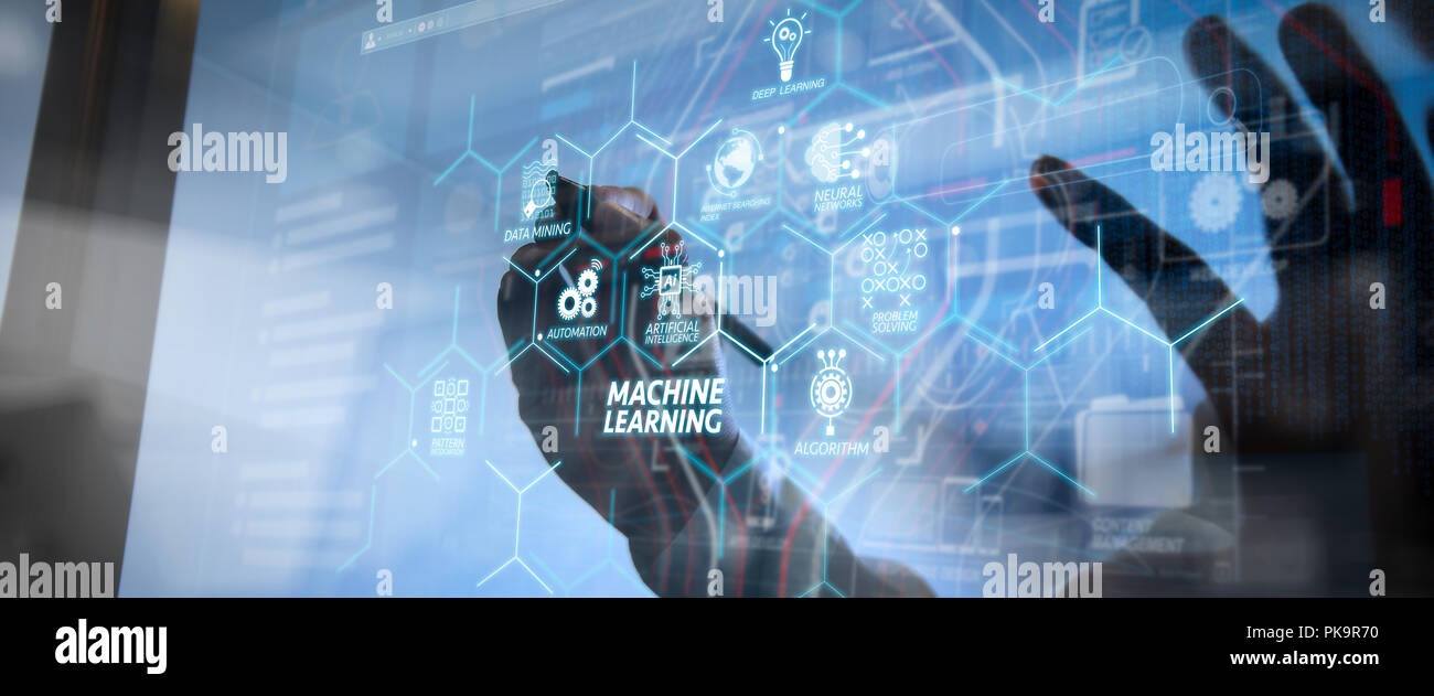 Machine learning technology diagram with artificial intelligence (AI ...