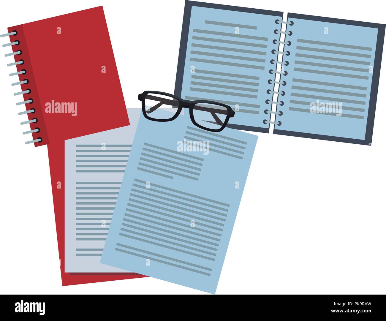 Documents and notebook with glasses Stock Vector Image & Art - Alamy