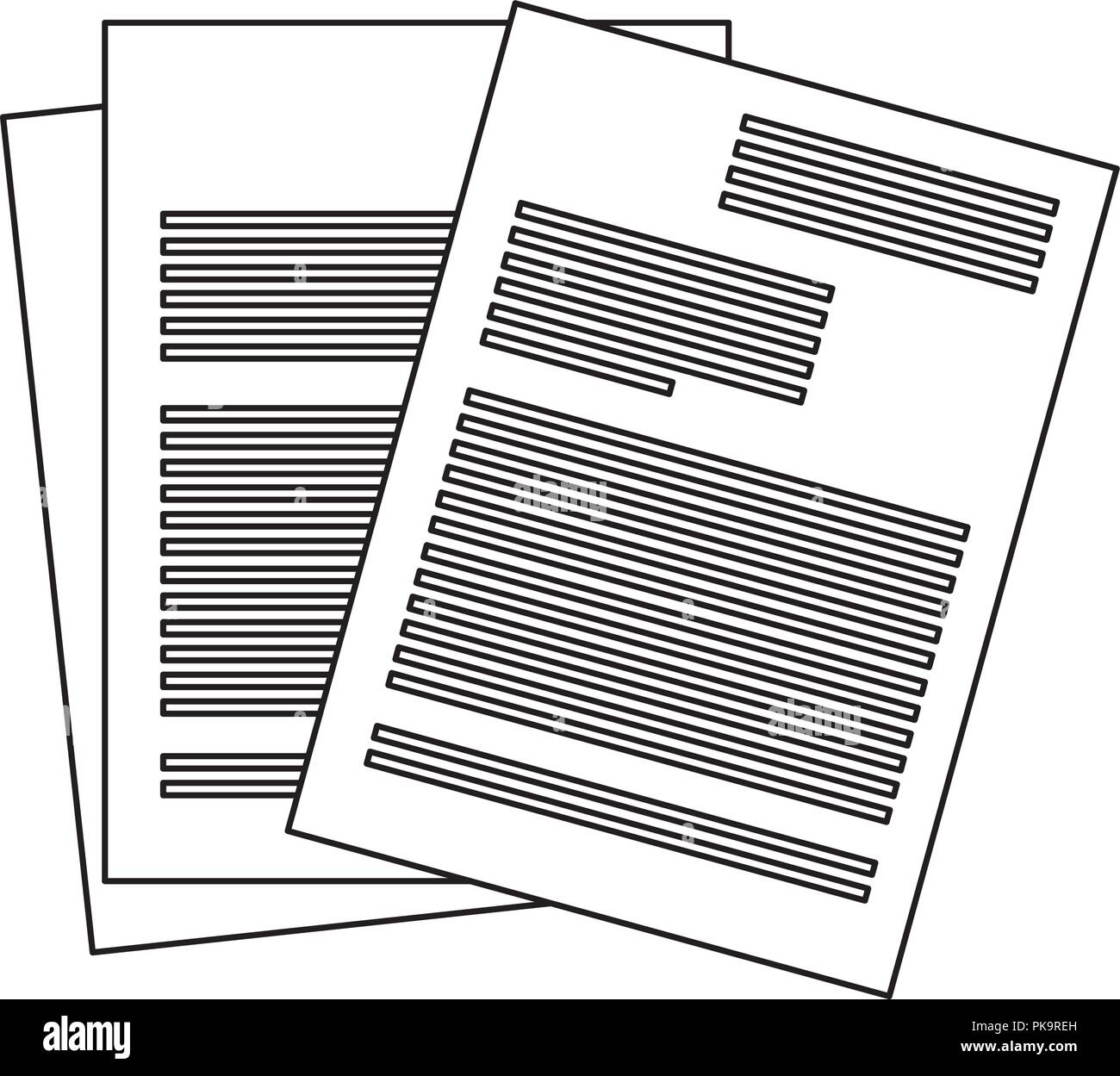 Sheets documents isolated in black and white Stock Vector Image & Art ...