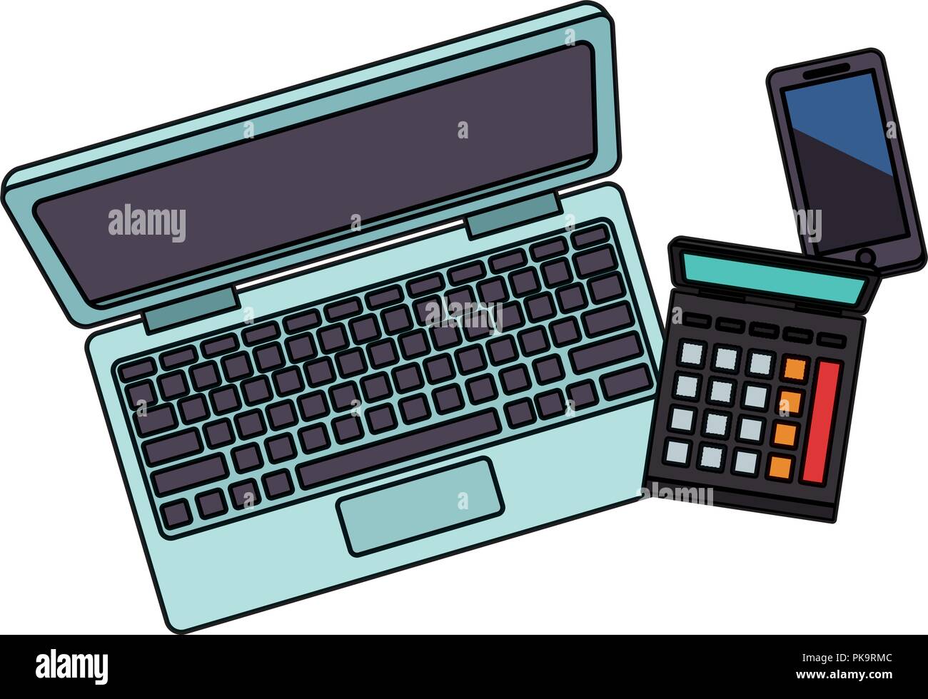 Calculator laptop on table Stock Vector Images - Alamy