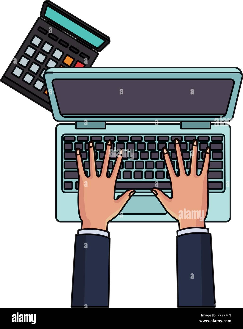 Hand using laptop global Stock Vector Images - Alamy