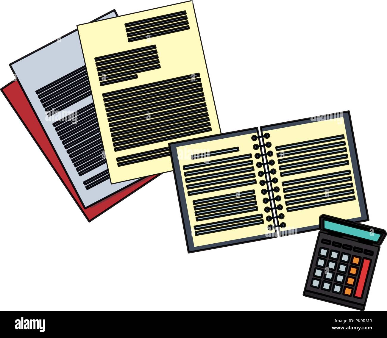 Documents and notebook with calculator Stock Vector Image & Art - Alamy