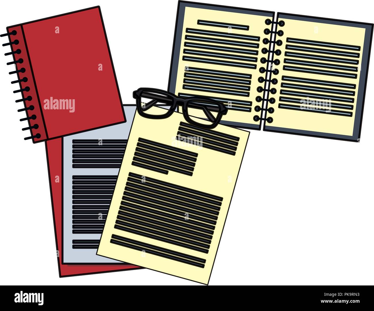 Documents and notebook with glasses Stock Vector Image & Art - Alamy