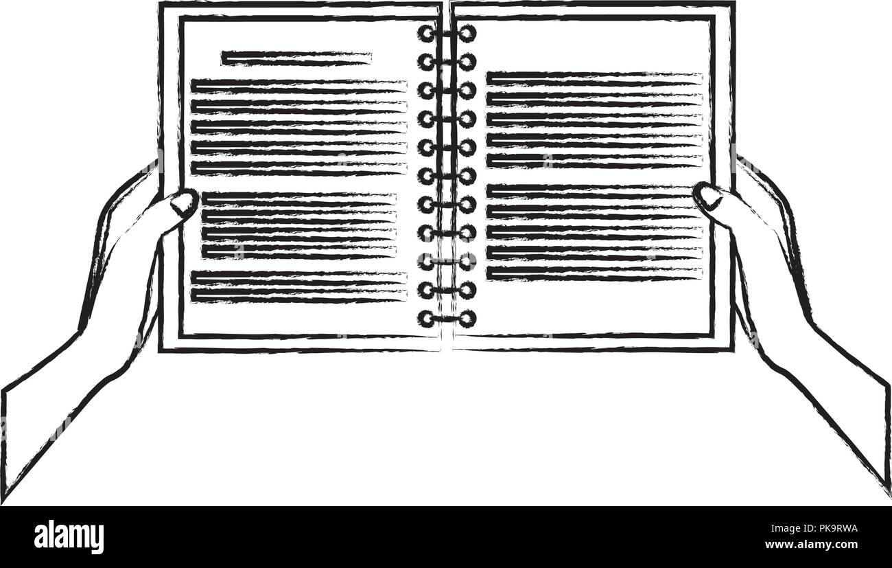 Hands with notebook open sketch Stock Vector Image & Art - Alamy