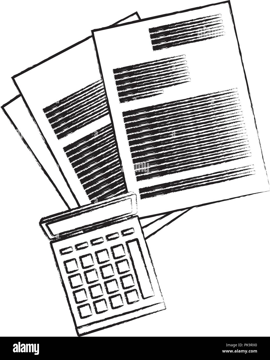Sheets documents with calculator sketch Stock Vector Image & Art - Alamy