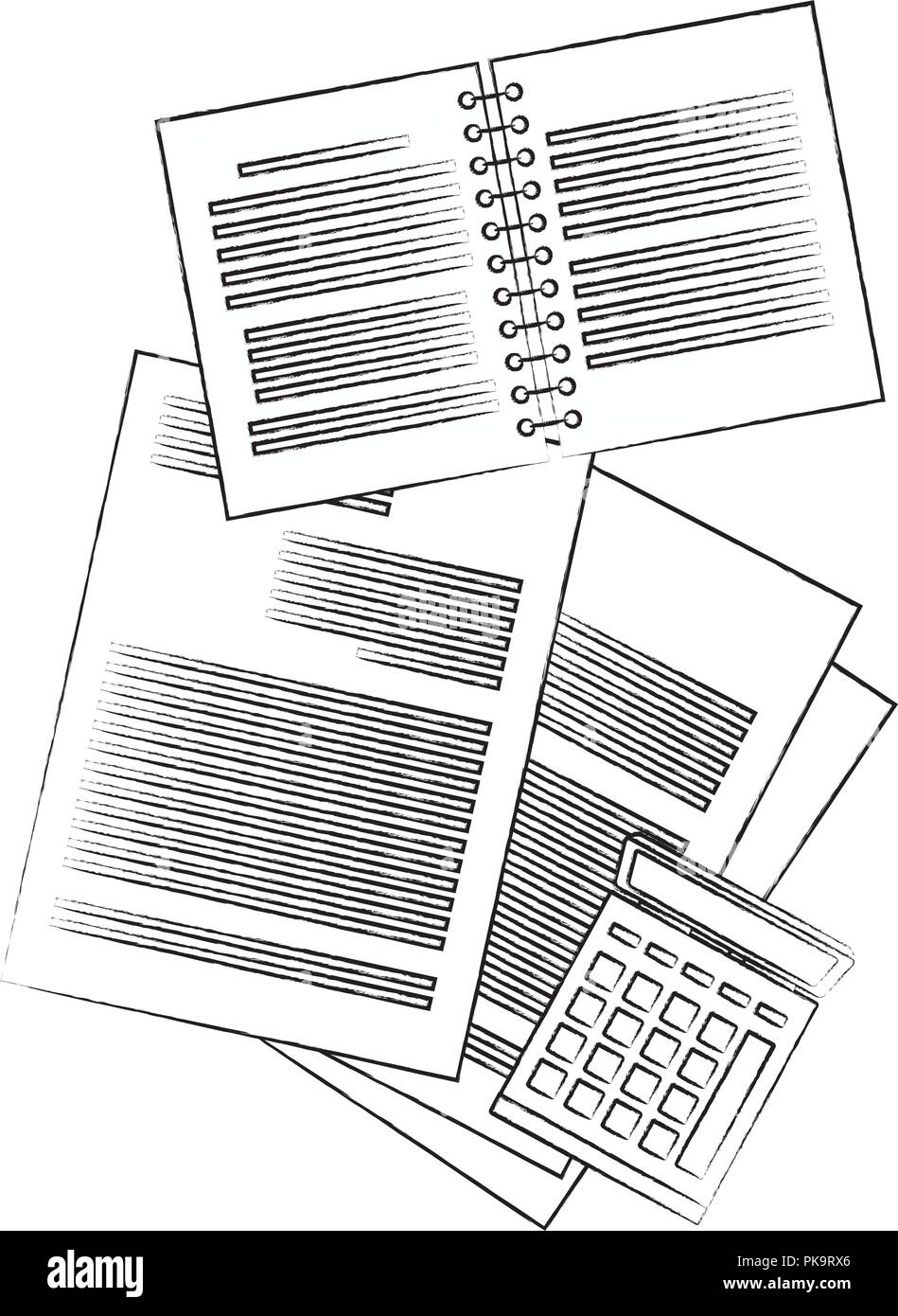 Documents and notebook with calculator sketch Stock Vector Image & Art ...