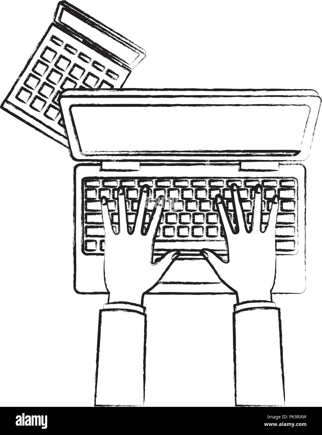 Hand using laptop global Stock Vector Images - Alamy