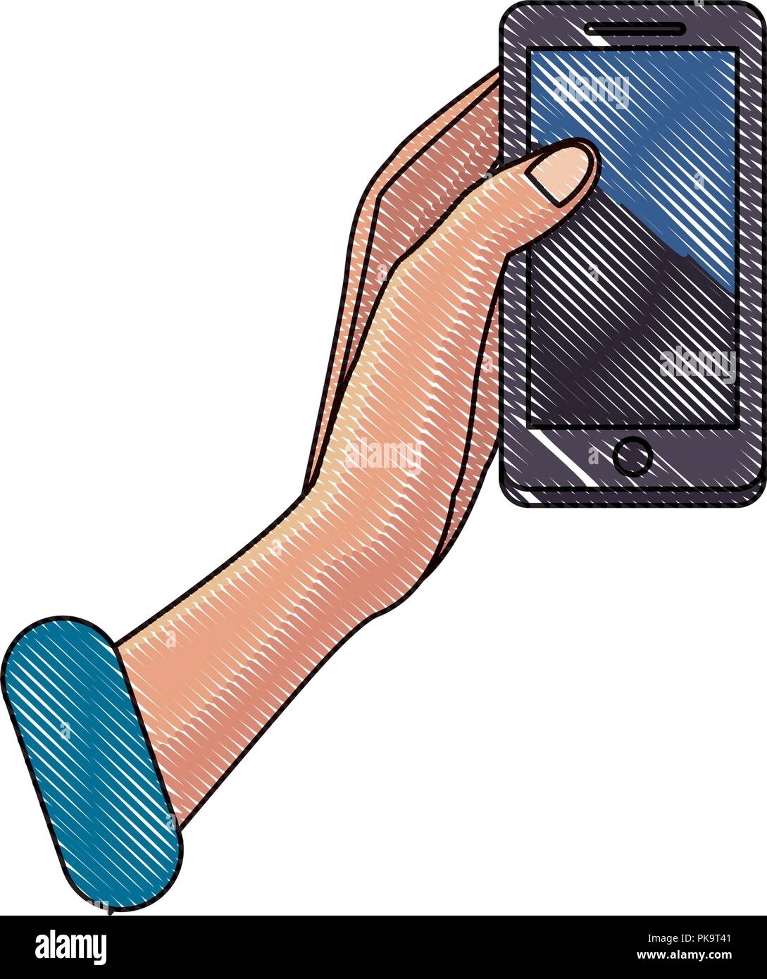 Hand holding smartphone scribble Stock Vector Image & Art - Alamy