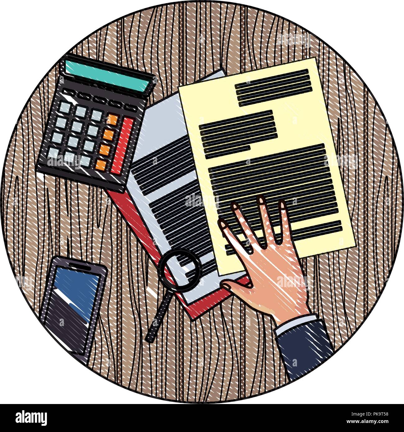 Office elements on desk scribble Stock Vector Image & Art - Alamy
