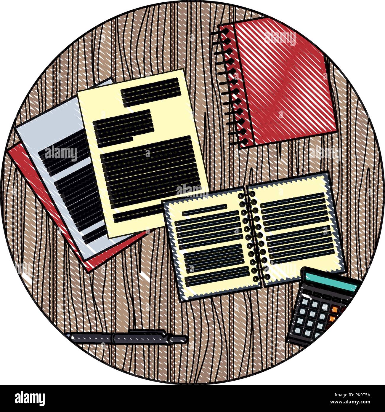 Documents on desktop place Stock Vector Images - Alamy