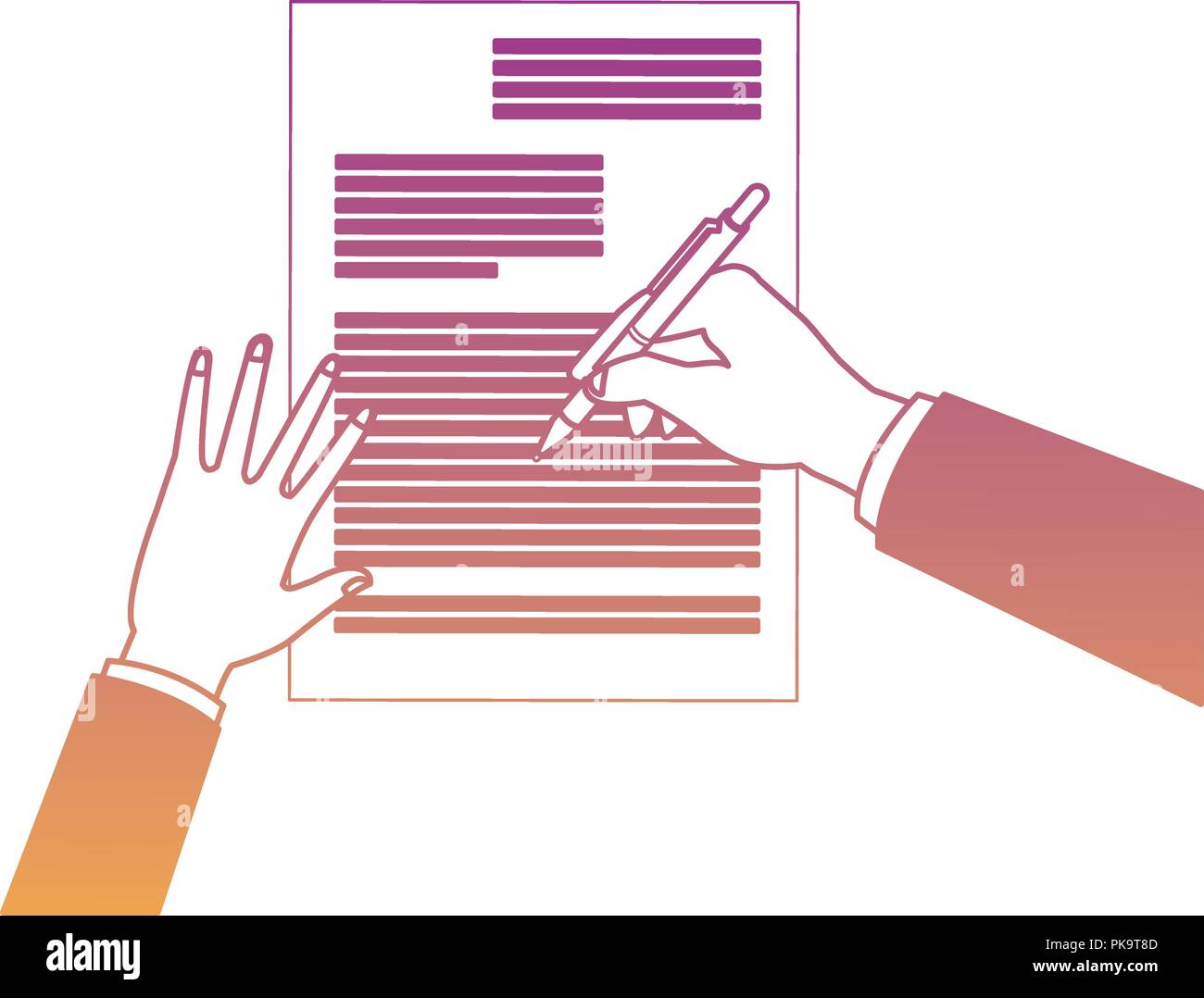 Business hands writing on document rainbow lines Stock Vector Image ...
