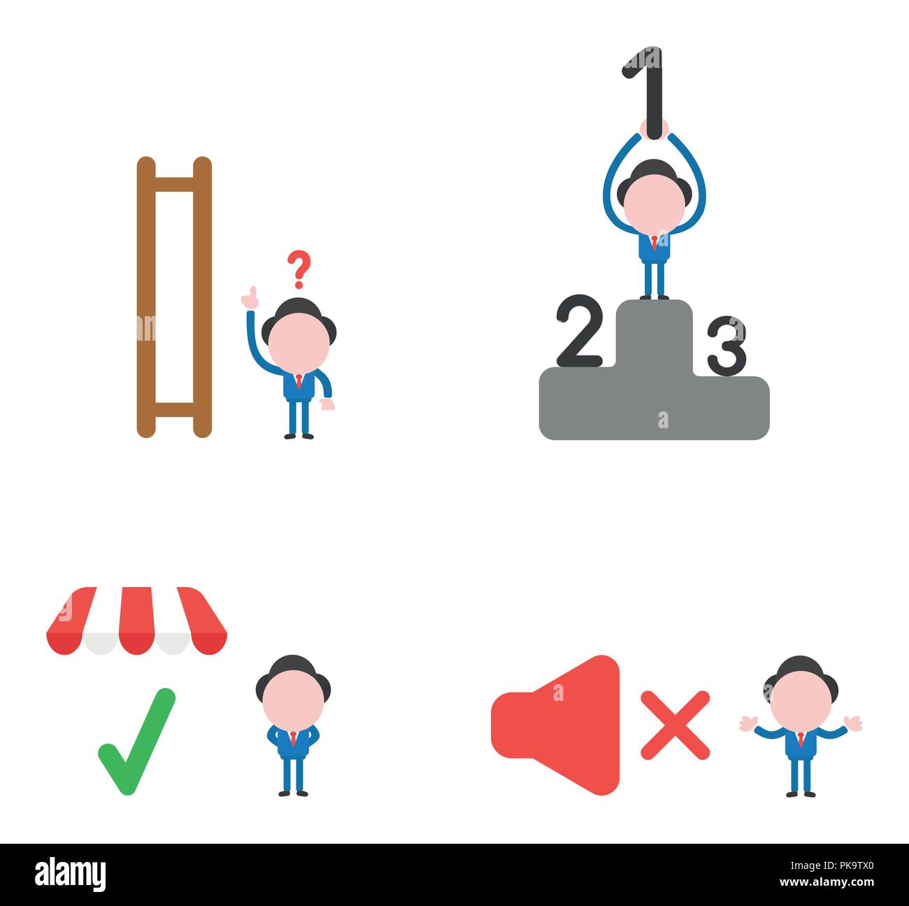 Vector illustration set of businessman mascot character confused about ...