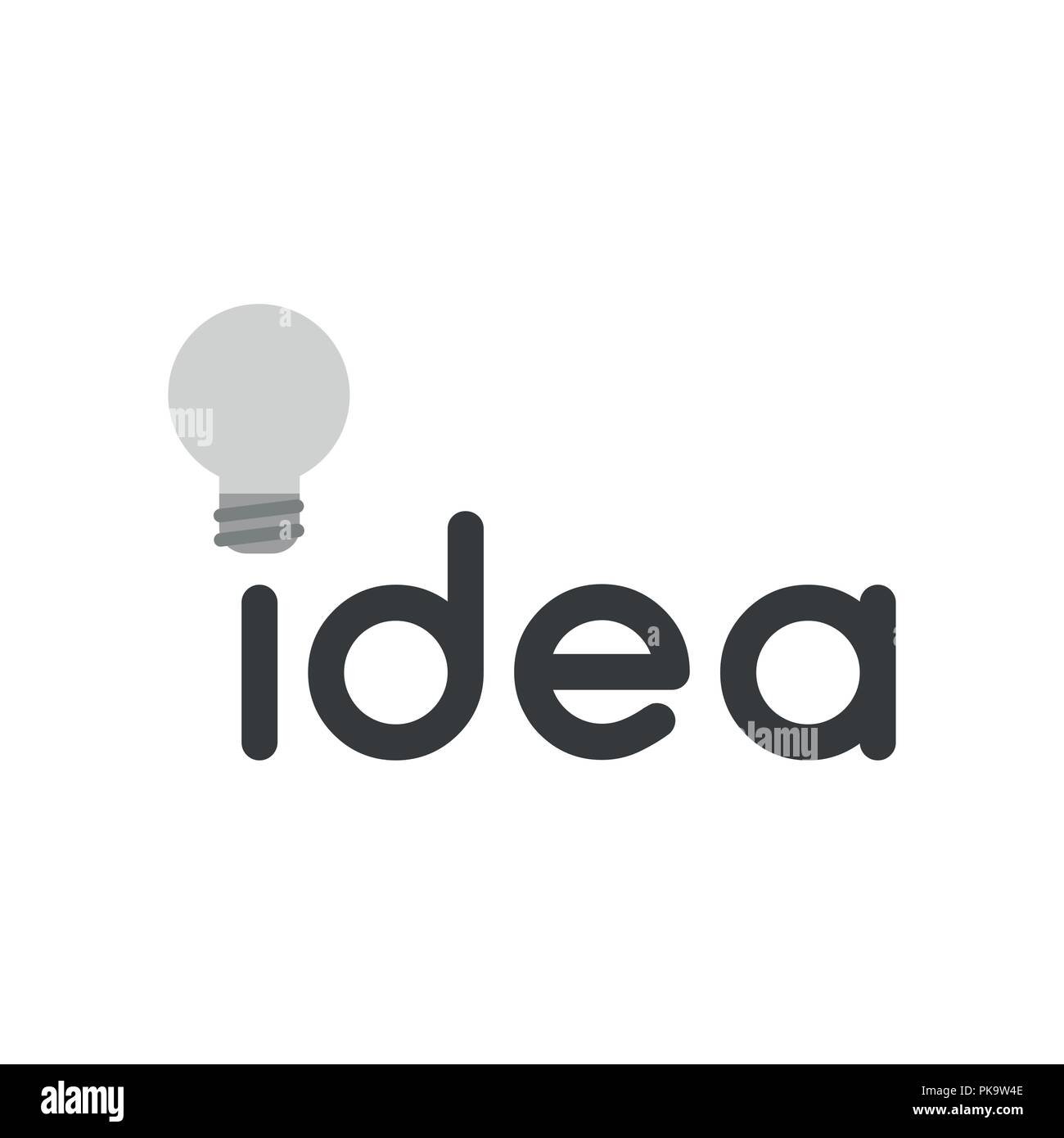 Vector illustration icon concept of idea word with grey light bulb ...