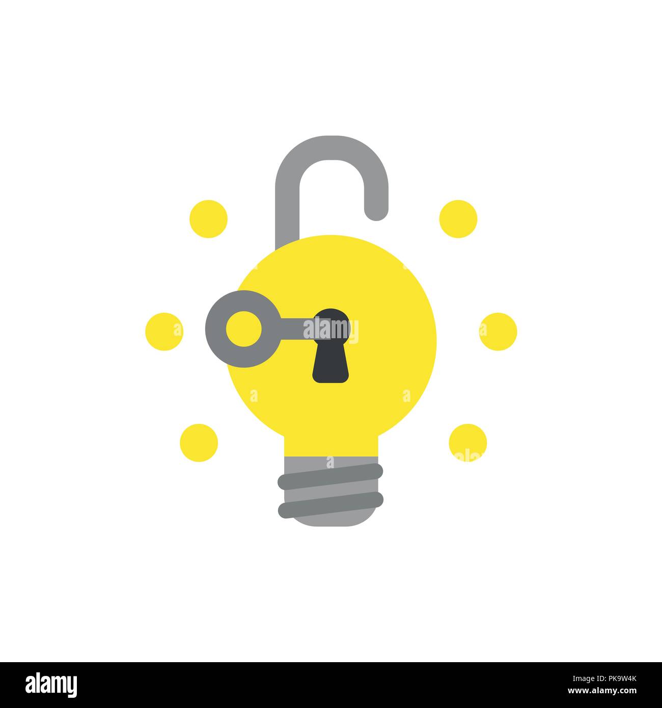 Vector illustration icon concept of key unlock light bulb padlock and ...