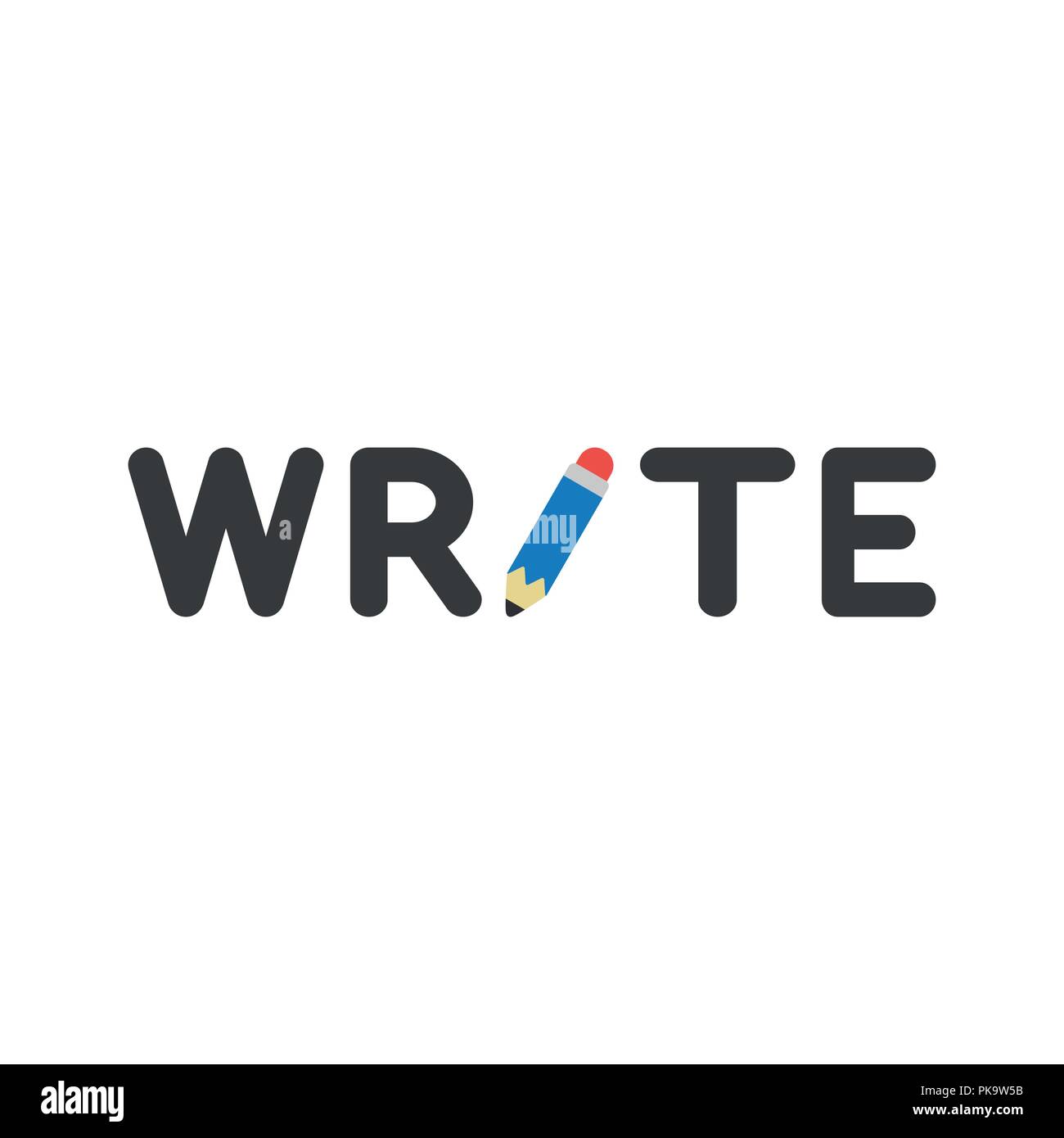 Vector illustration icon concept of write word with pencil Stock Vector ...