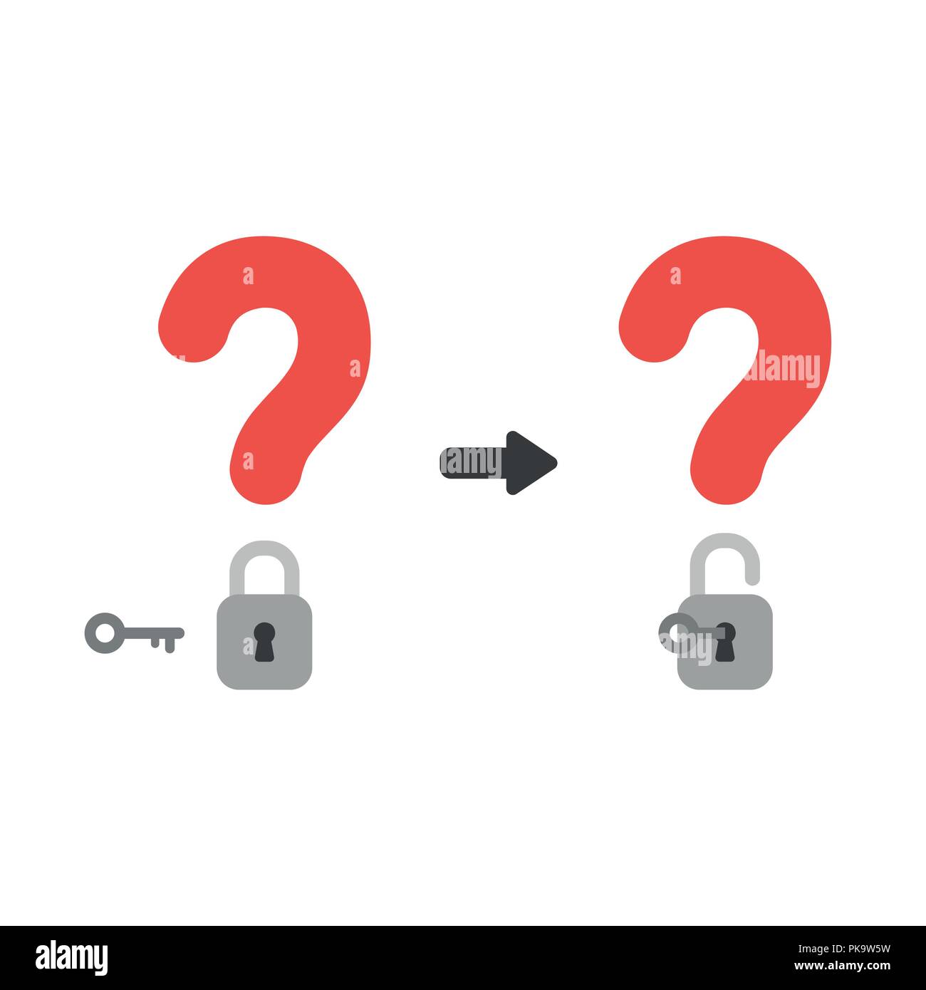 Vector illustration icon concept of question marks with closed and ...
