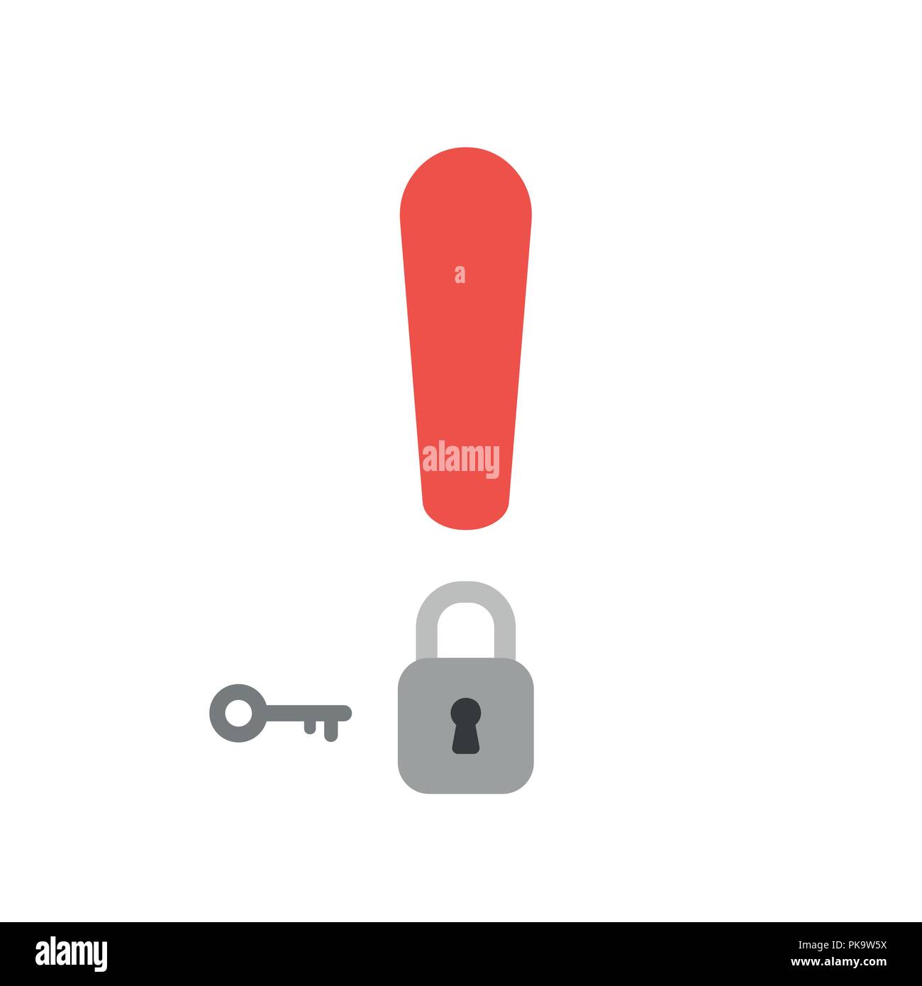 Vector illustration icon concept of exclamation mark wit closed padlock ...
