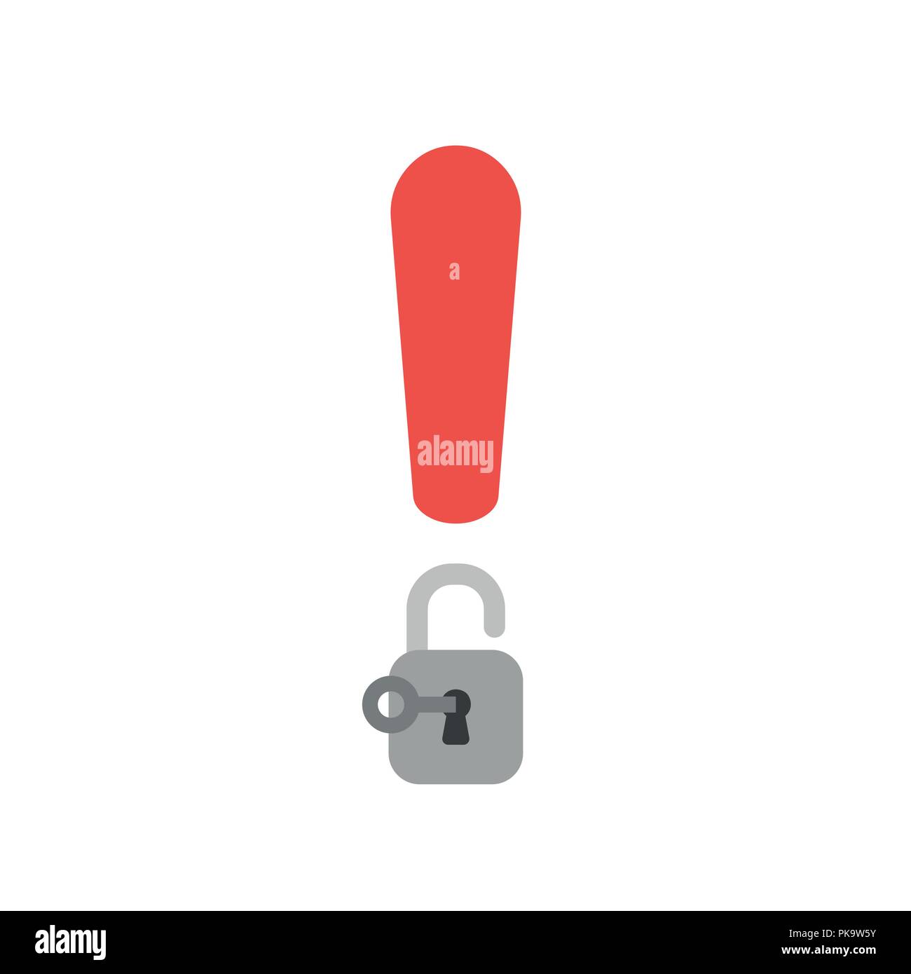 Vector illustration icon concept of exclamation mark with padlock and ...