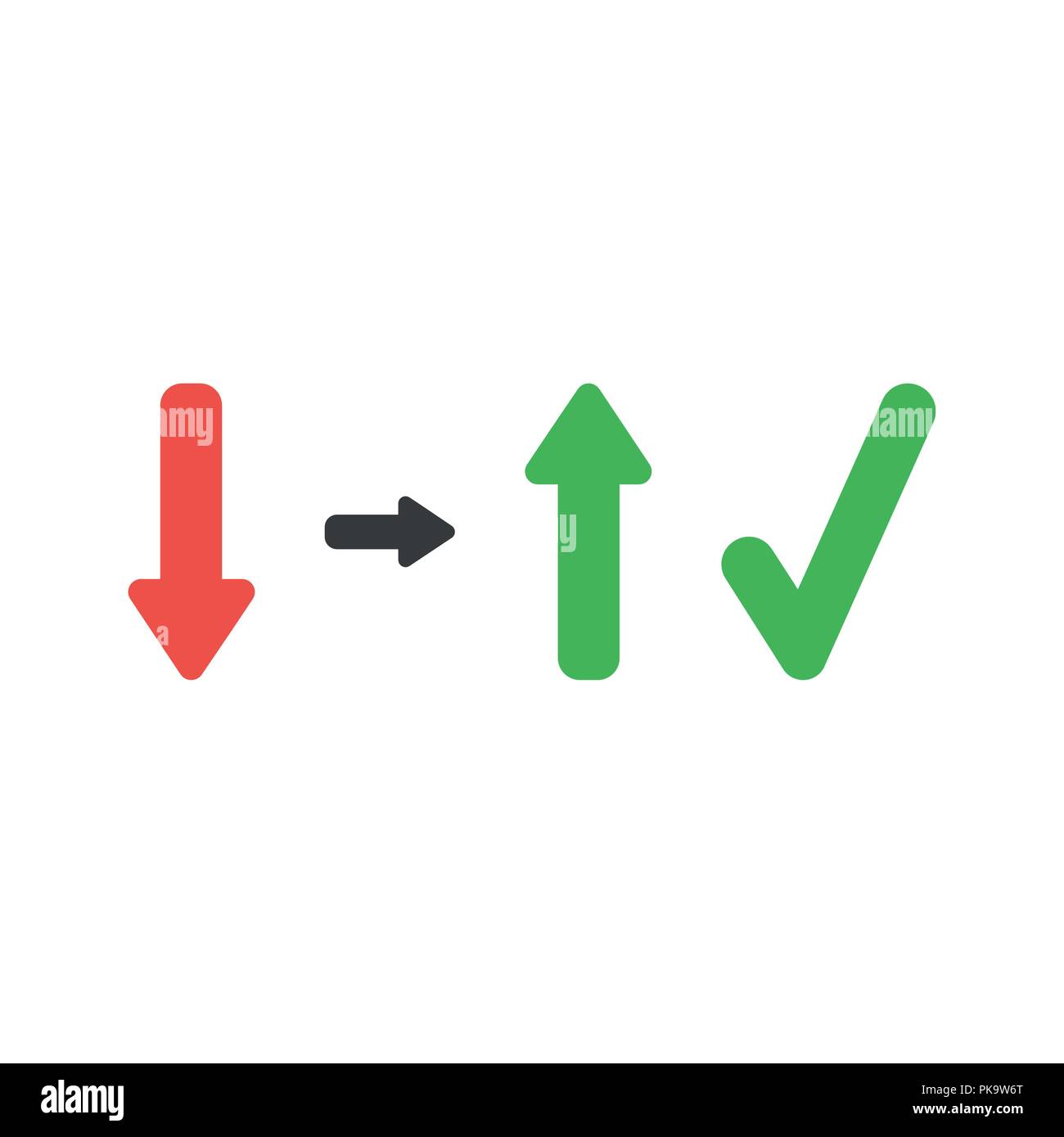 Vector illustration icon concept of arrow moving down and up with check ...