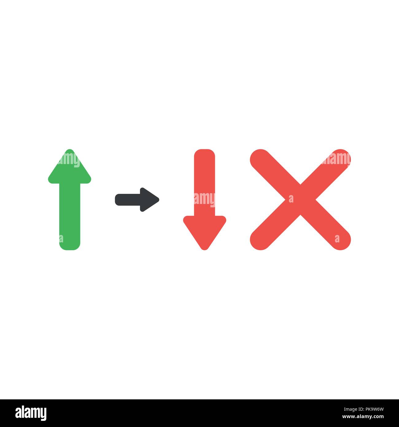 Vector illustration icon concept of arrow moving up and down with x ...