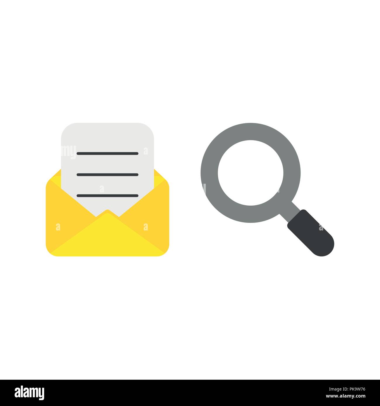 Vector illustration icon concept of mail envelope and written paper ...