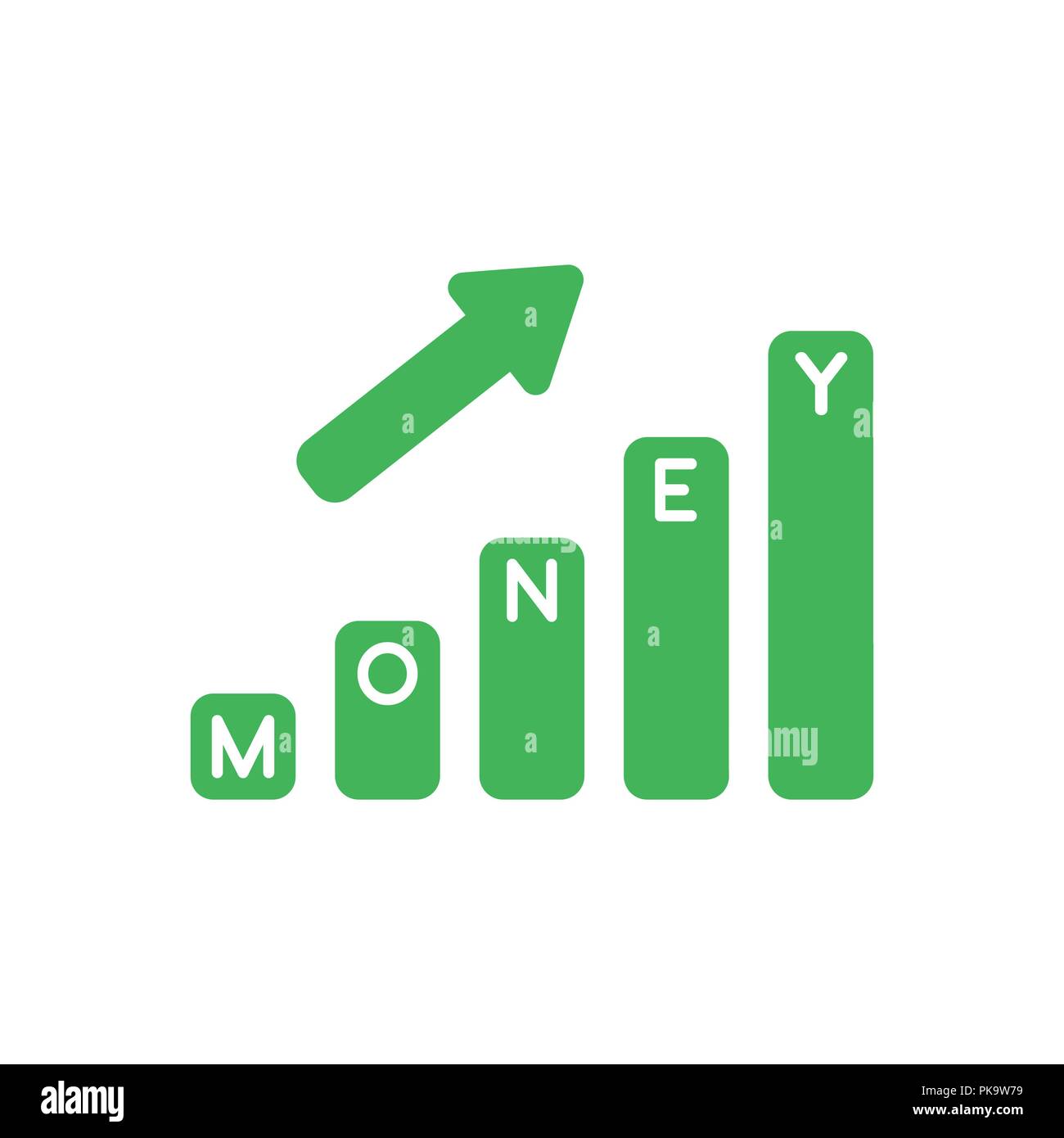 Vector illustration icon concept of money bar graph moving up Stock ...