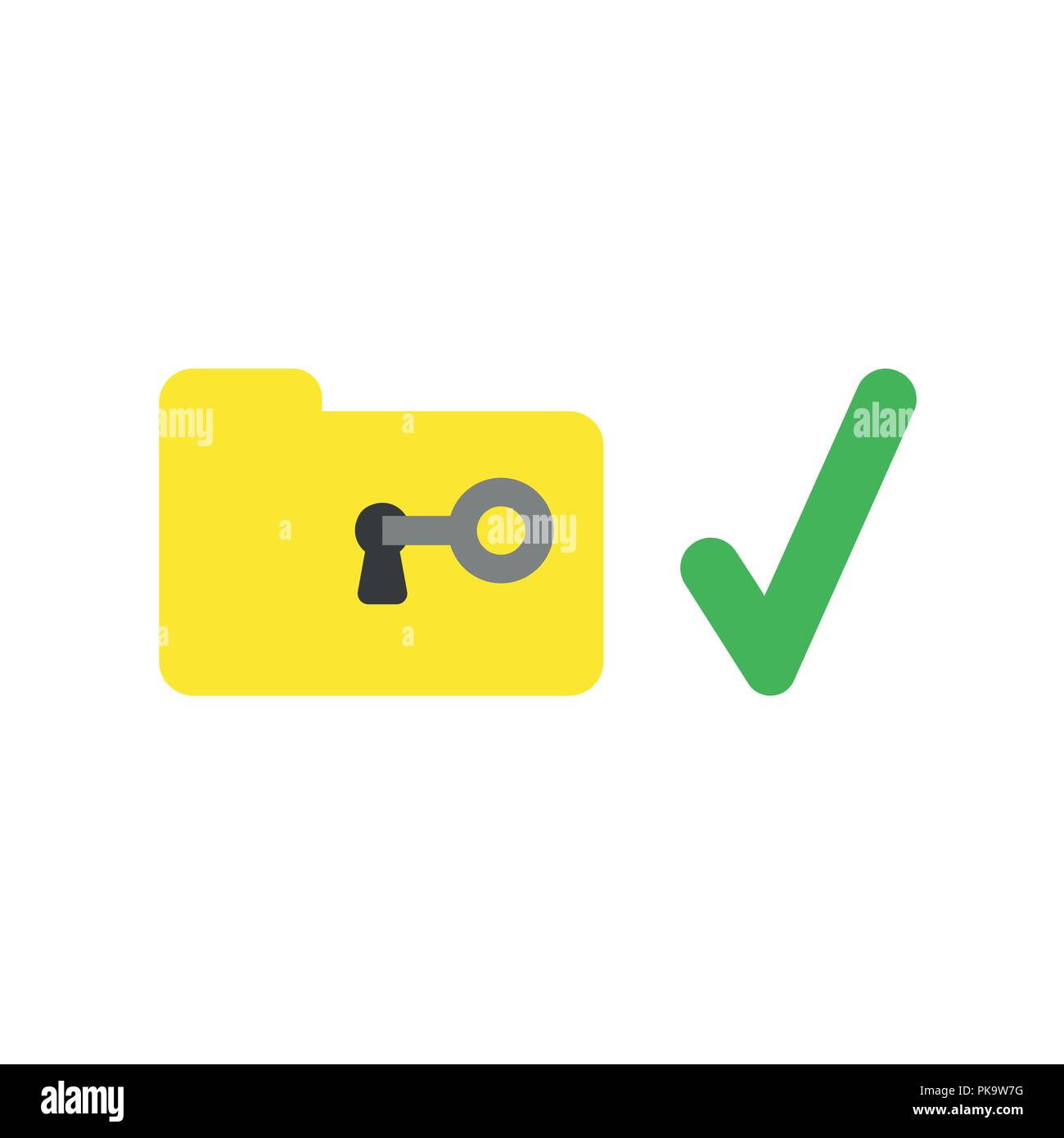 Vector illustration icon concept of key unlock file folder with check ...
