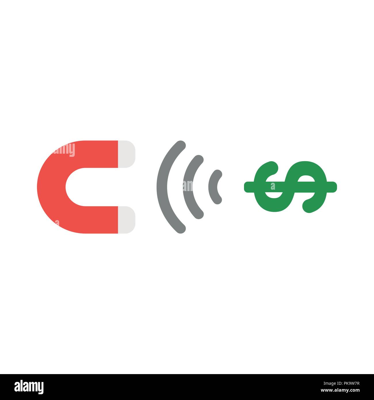 Vector illustration icon concept of magnet attracting dollar money ...