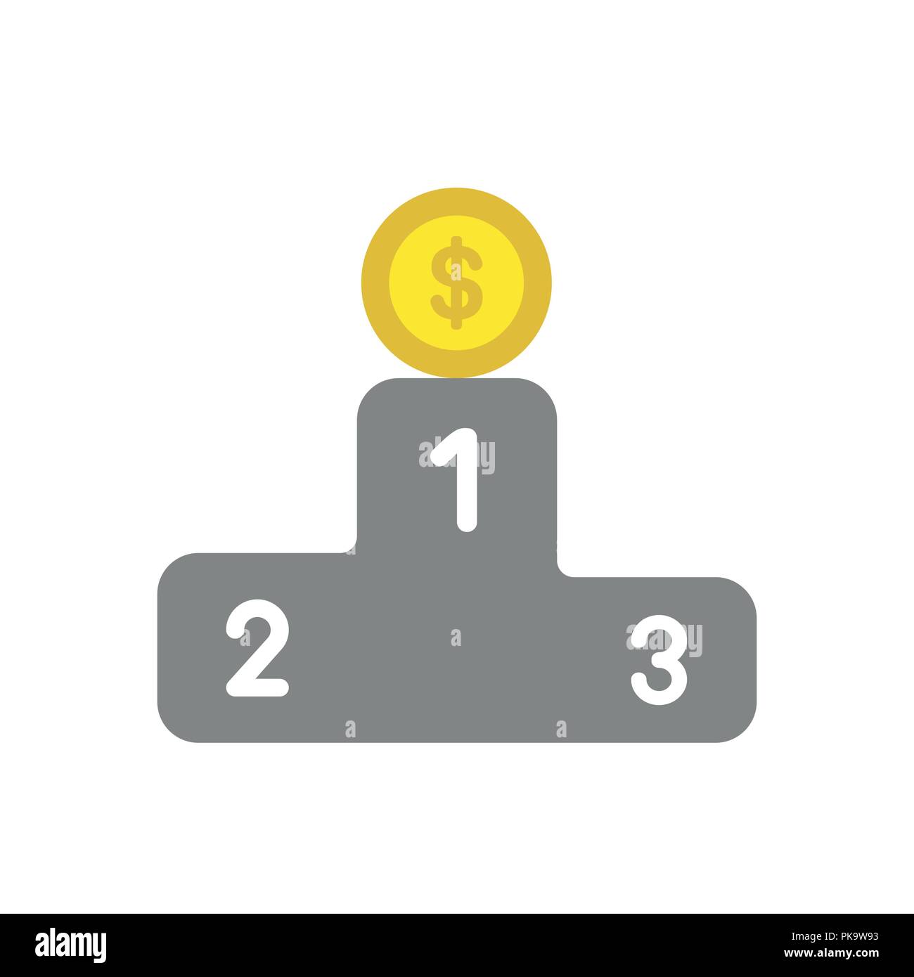 Vector illustration icon concept of dollar money coin on first place of ...