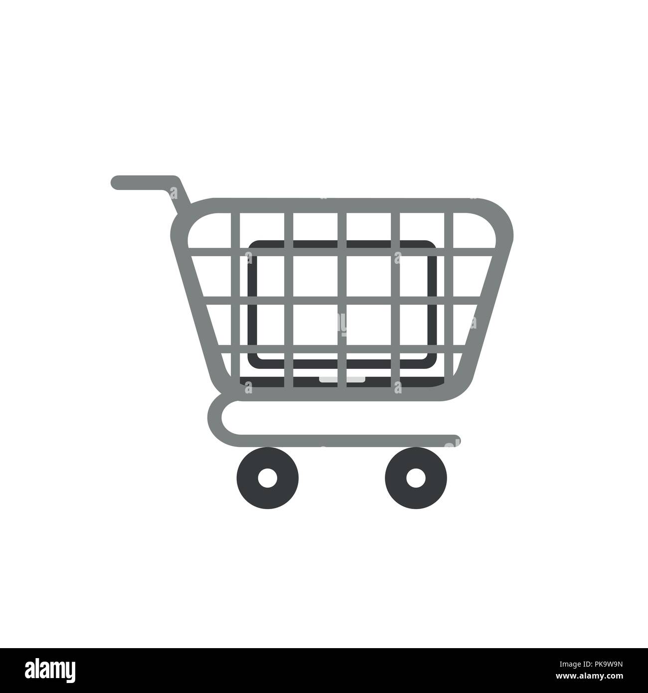 Vector illustration icon concept of laptop computer inside shopping ...