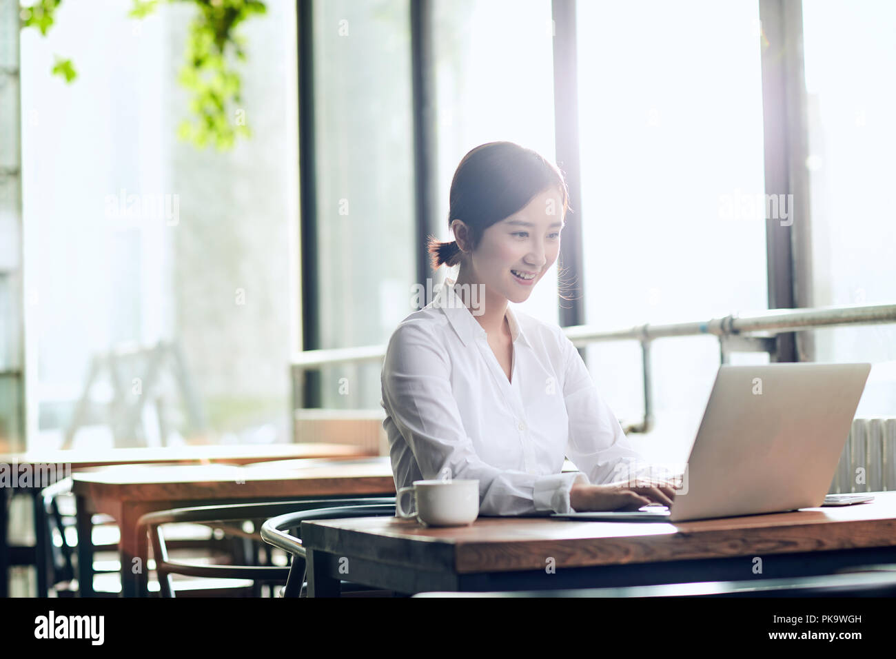 Business woman use the computer Stock Photo - Alamy