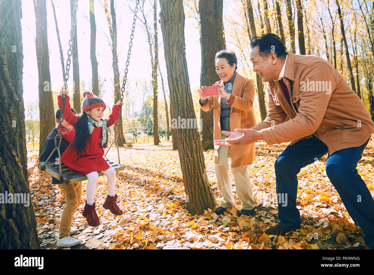 Happy family outdoor outing Stock Photo - Alamy