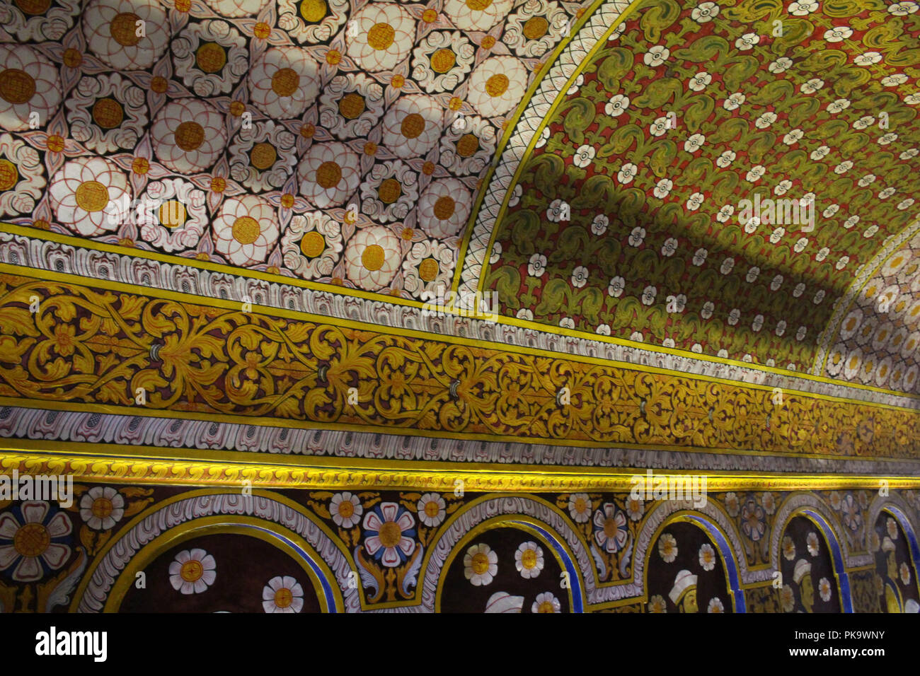 The interior painting around Temple of the Sacred Tooth in Kandy. Taken ...