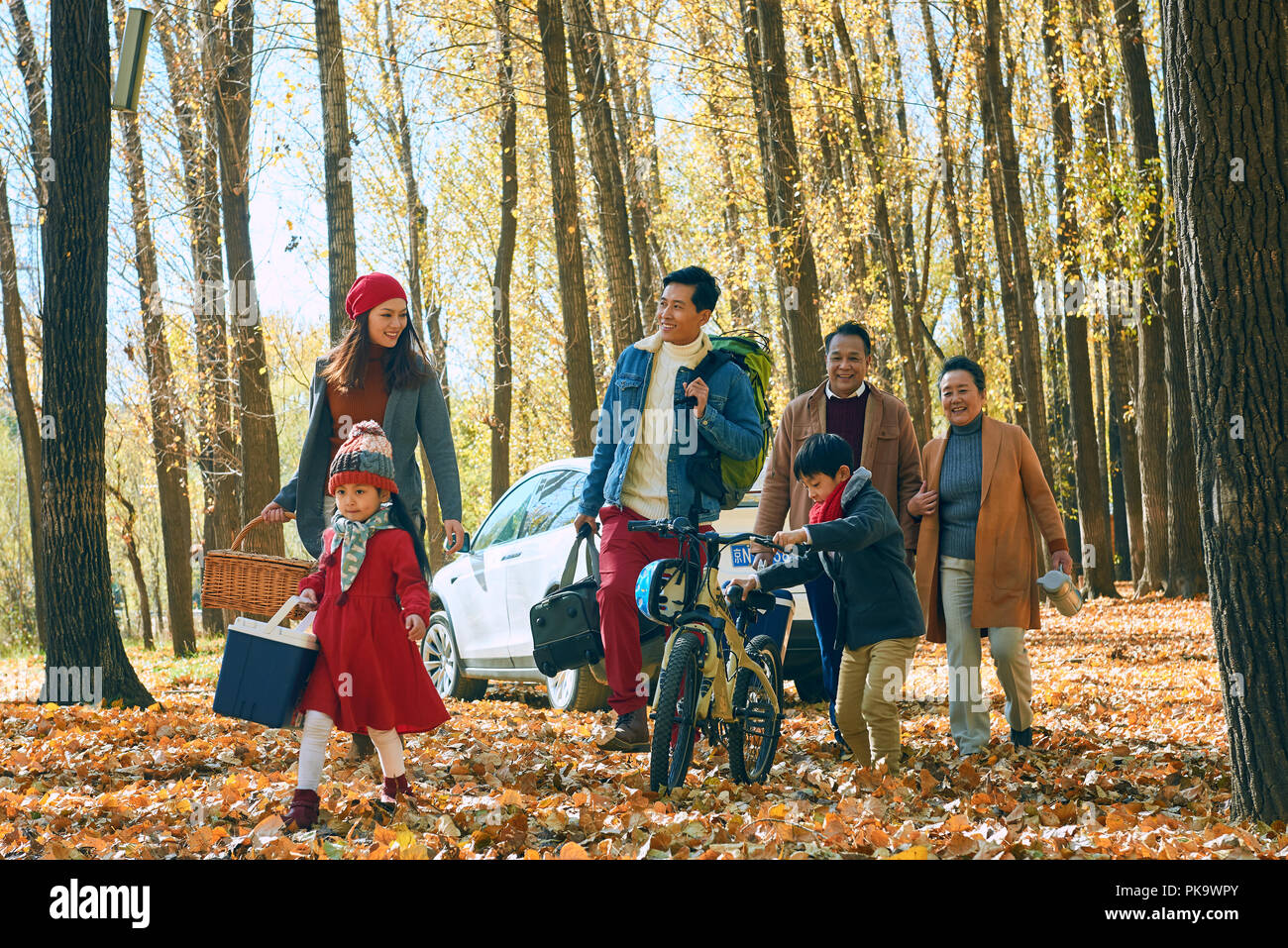 Happy family outdoor outing Stock Photo - Alamy