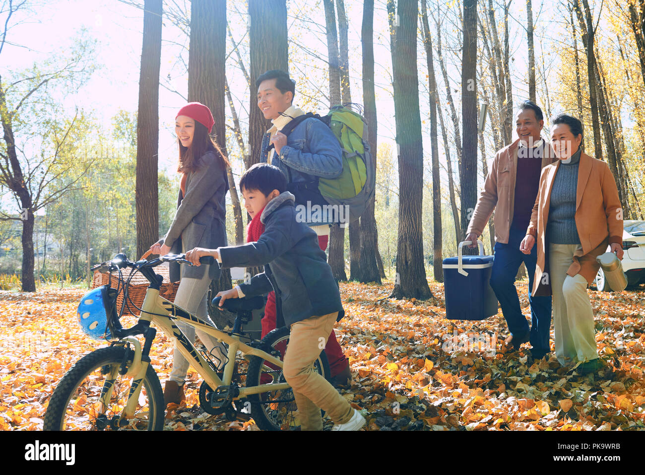 Happy family outdoor outing Stock Photo - Alamy