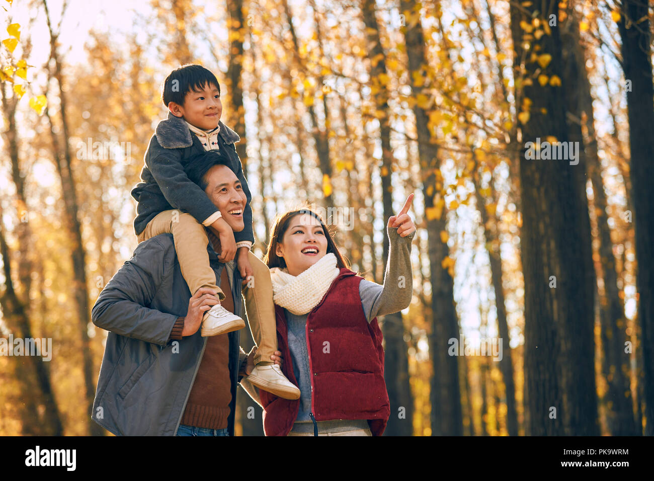 Happy families play outdoors Stock Photo - Alamy