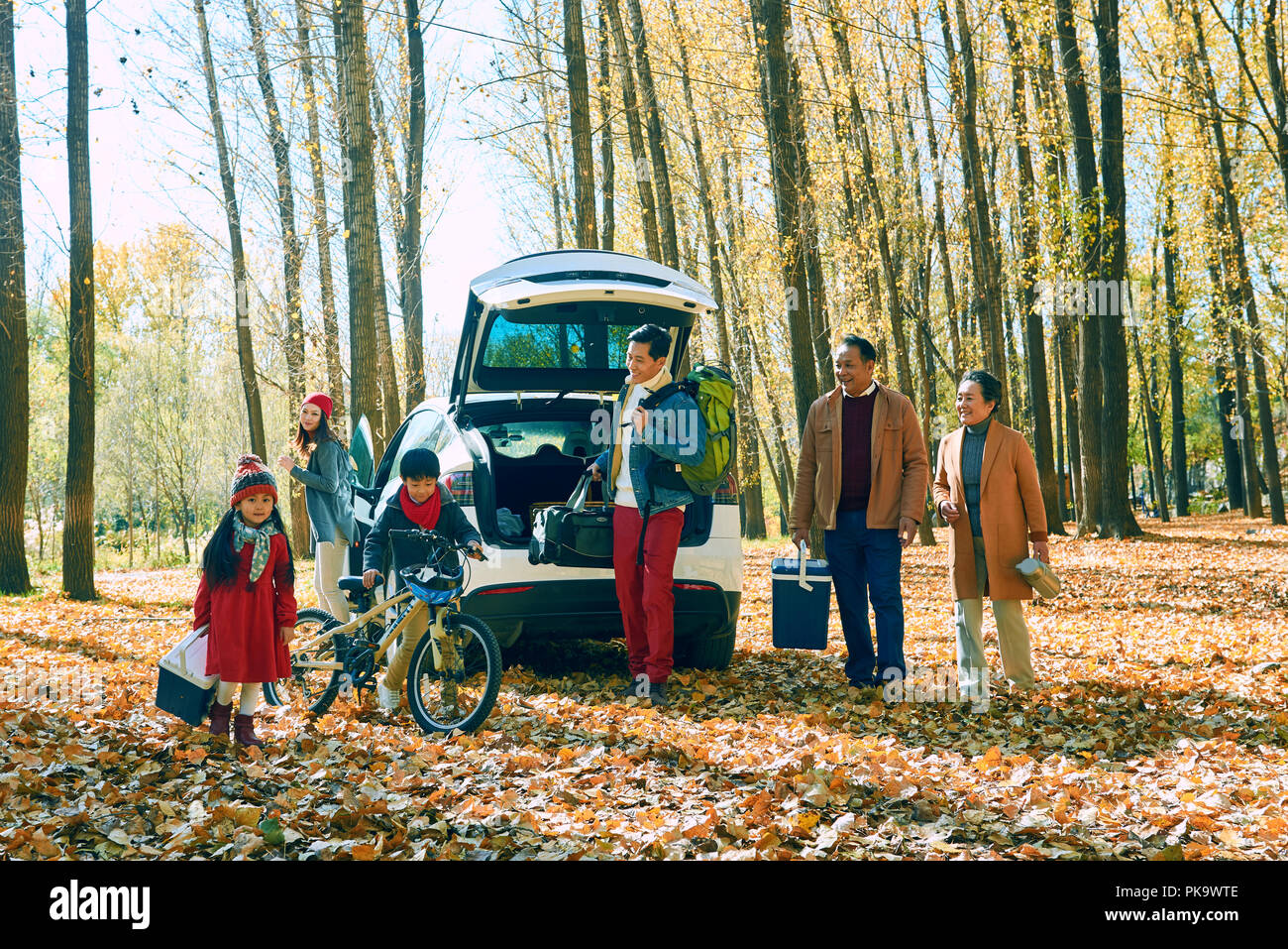 Happy family outdoor outing Stock Photo - Alamy