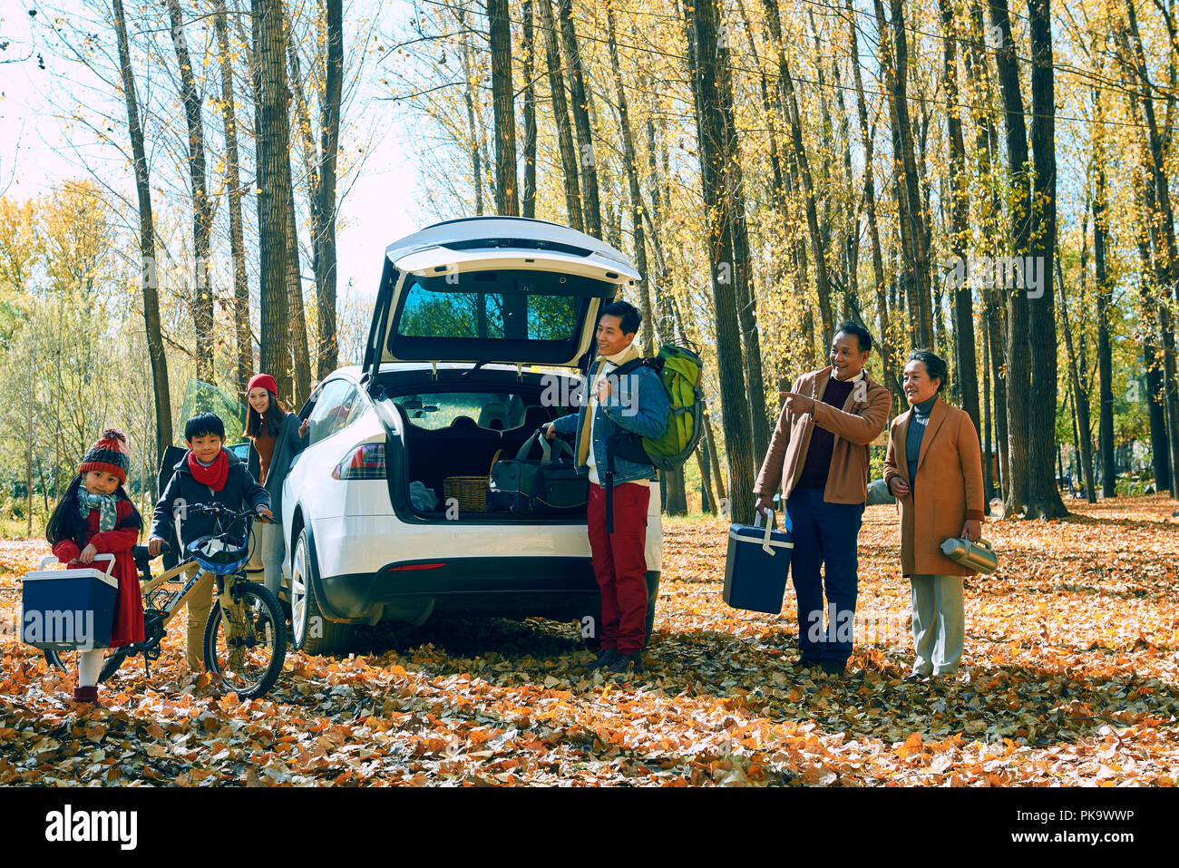 Happy family outdoor outing Stock Photo - Alamy
