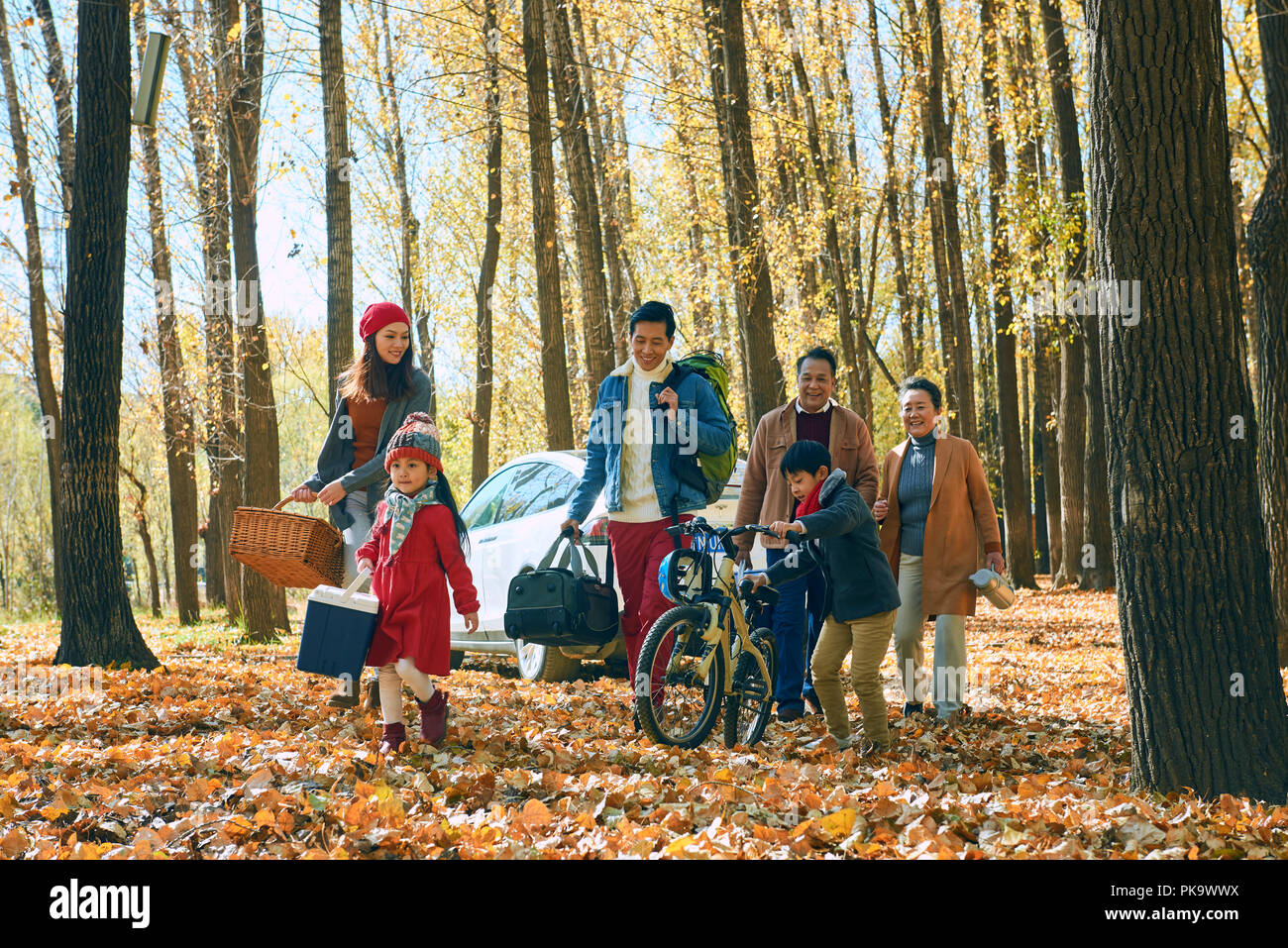 Happy family outdoor outing Stock Photo - Alamy