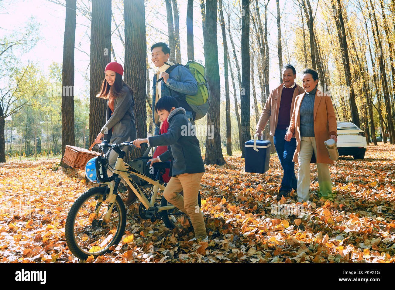 Happy family outdoor outing Stock Photo - Alamy