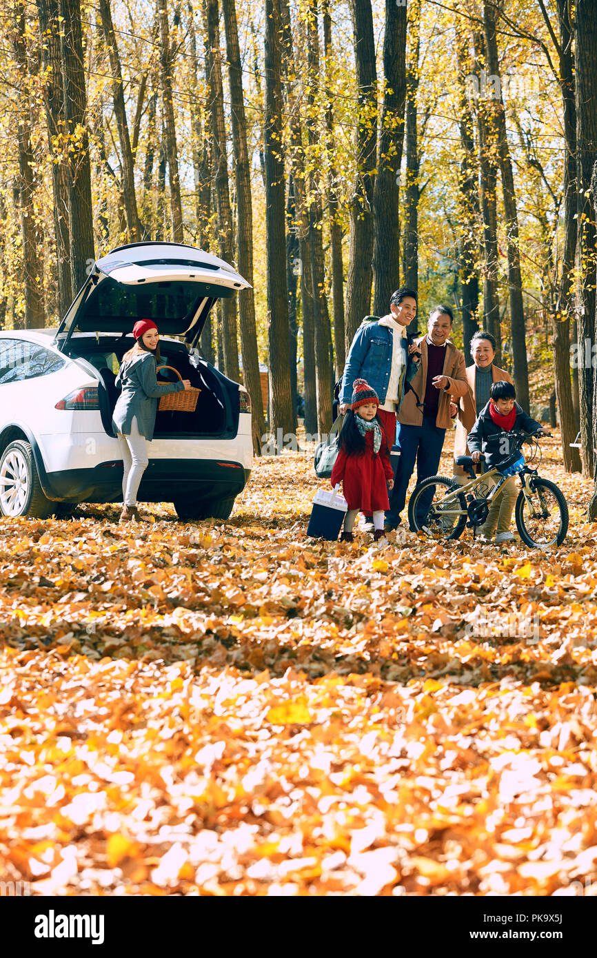 Happy family outdoor outing Stock Photo - Alamy