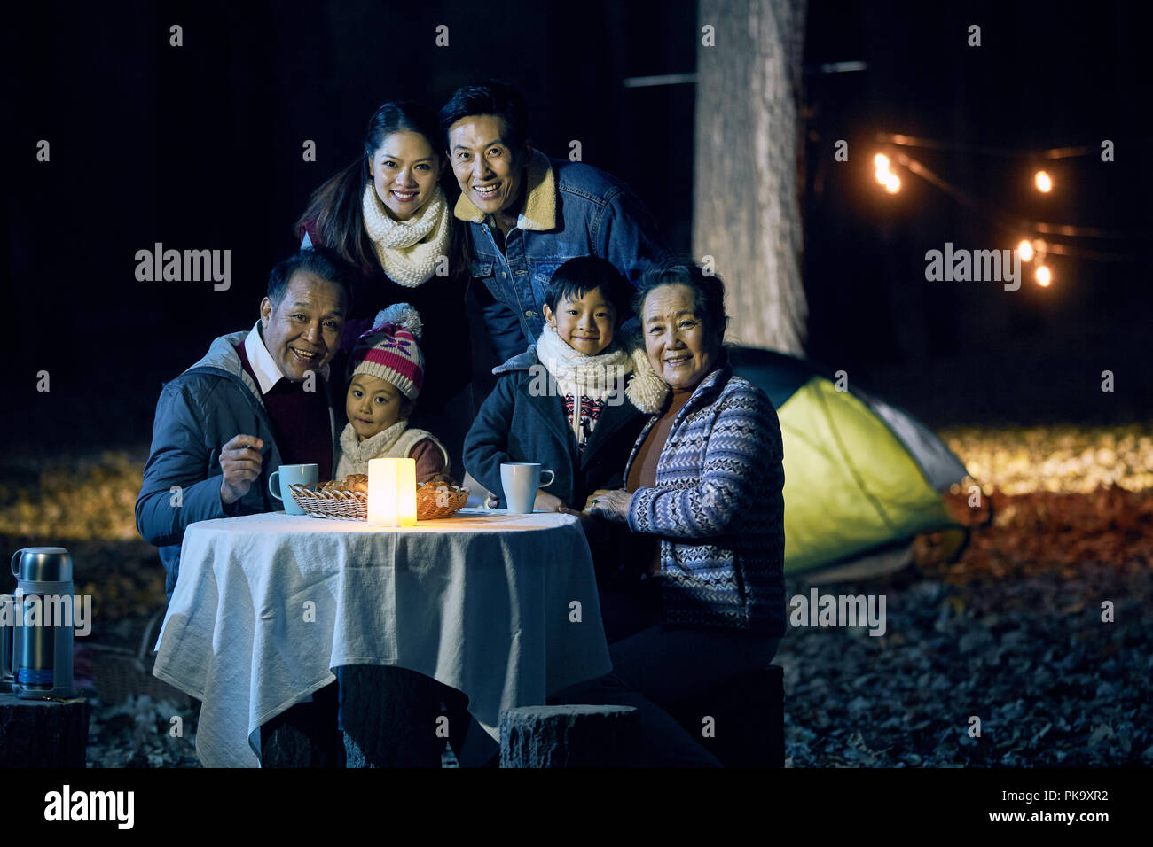 Happy family outdoor outing Stock Photo - Alamy